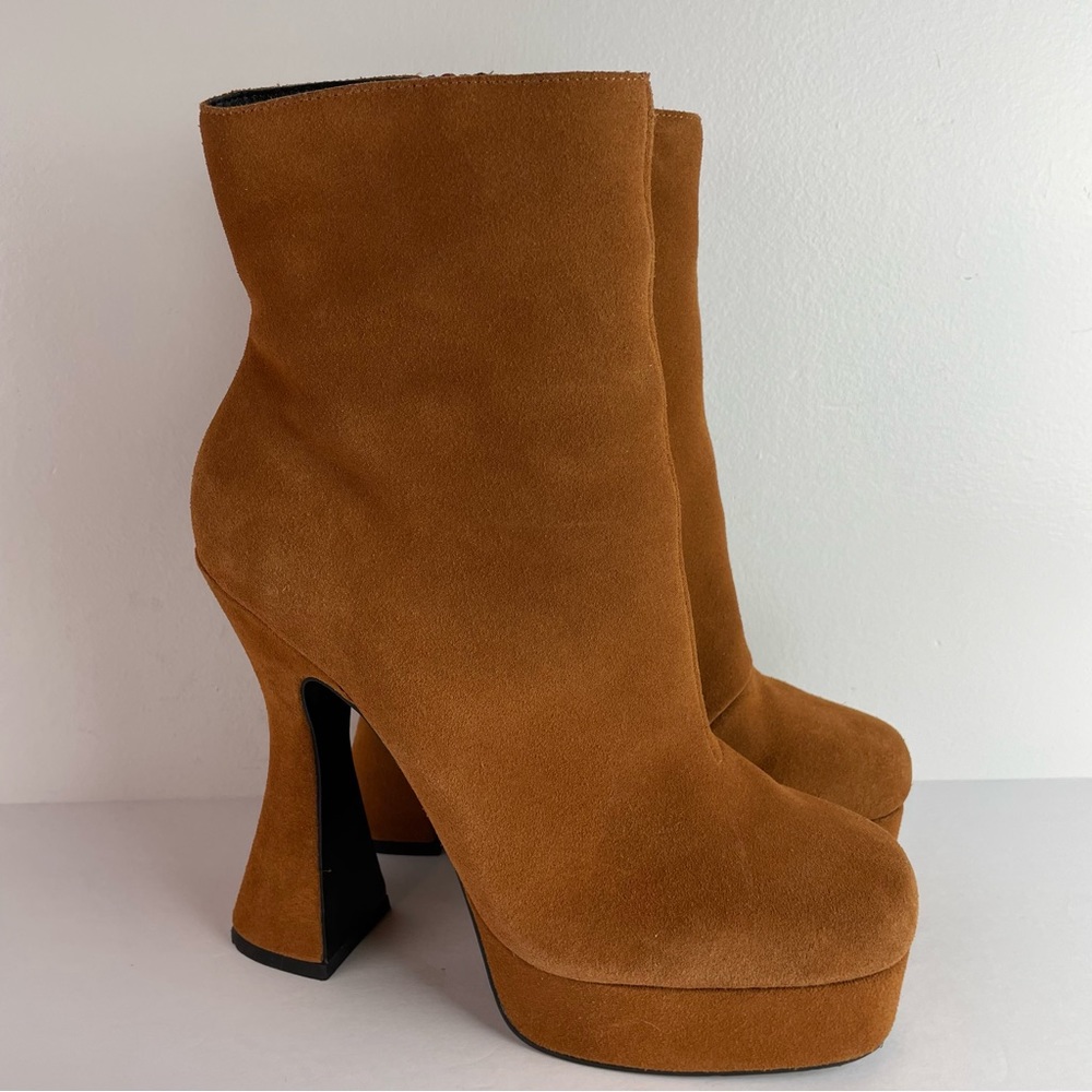 Asos Equality Gold Platform High Heel Calf Boots - Gem